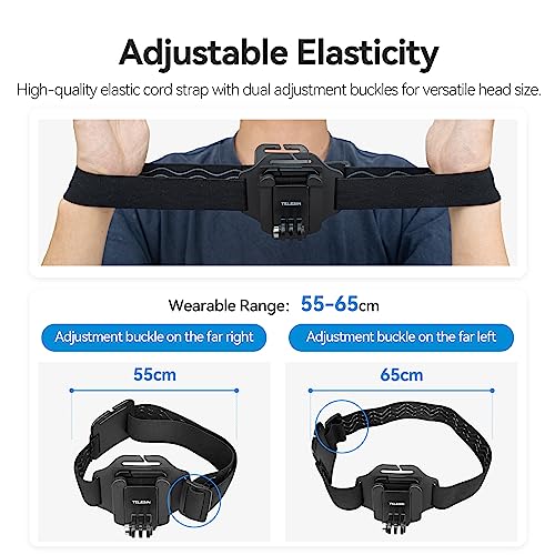 Head Strap Mount with Cap Clip, Quick Release Head Belt Mount Compatible with GoPro Hero 11/10/9/8/7/6/5, Fusion, Max, DJI OSMO and Most Action Cameras
