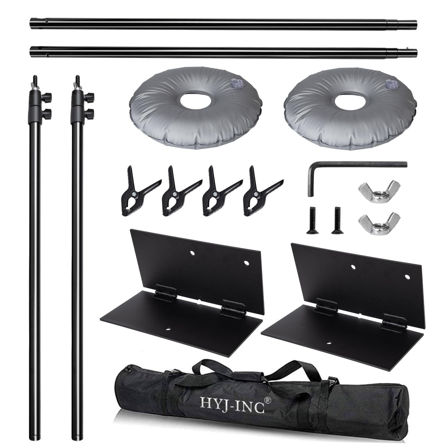 HYJ-INC Pipe and Drape Photography Backdrop Stand Kit Adjustable Photo Background Stand 10ft x 6.5ft with Metal Base for Parties Weddings Birthday Party Events Photo Booth
