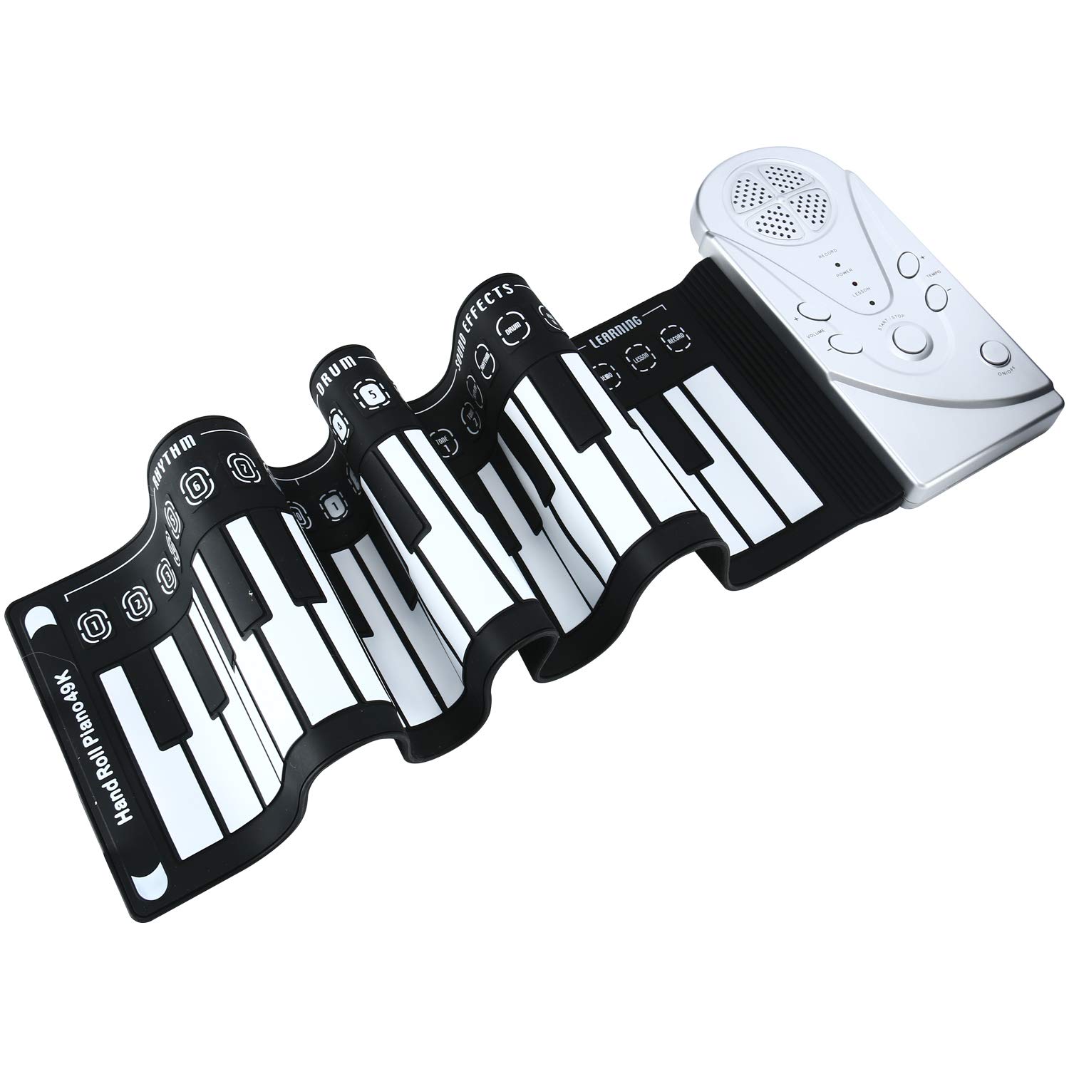 Homend Roll Up Piano for Kids Beginners, Travel Foldable 49 Keys Flexible Electronic Hand Roll Piano Built-in Speaker Environmental Silicone Piano Keyboard