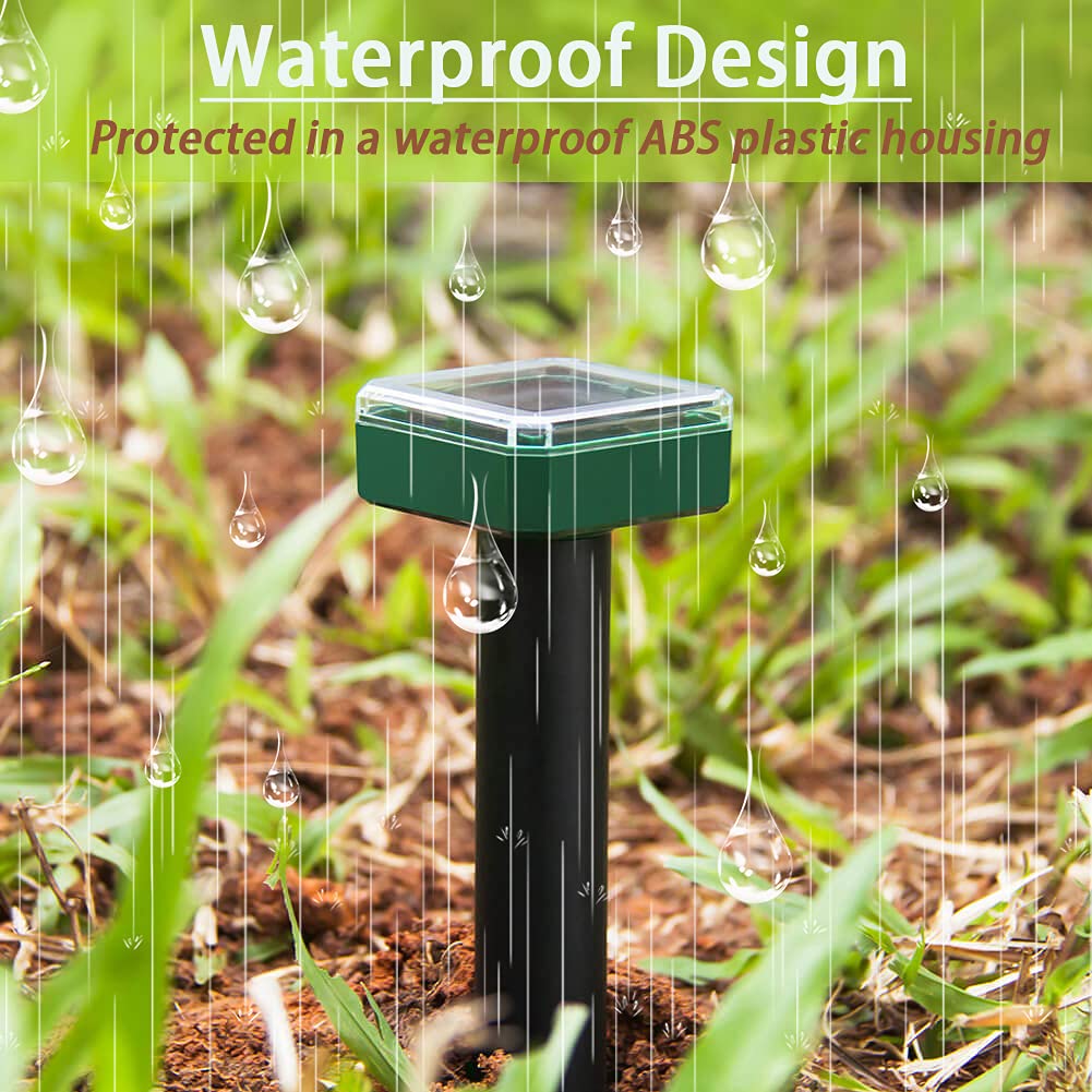 Mole Repellent 10 Pack Solar Powered Ultrasonic Snake Repellent Sonic Mole Deterrent Pest Control Chipmunk Rodent Repeller Chaser Gopher Vole Trap Outdoor Gopher Ultrasonic for Lawn Garden Repeller