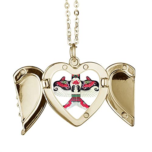 Kite Traditional Chinese Culture Pattern Folded Wings Peach Heart Pendant Necklace