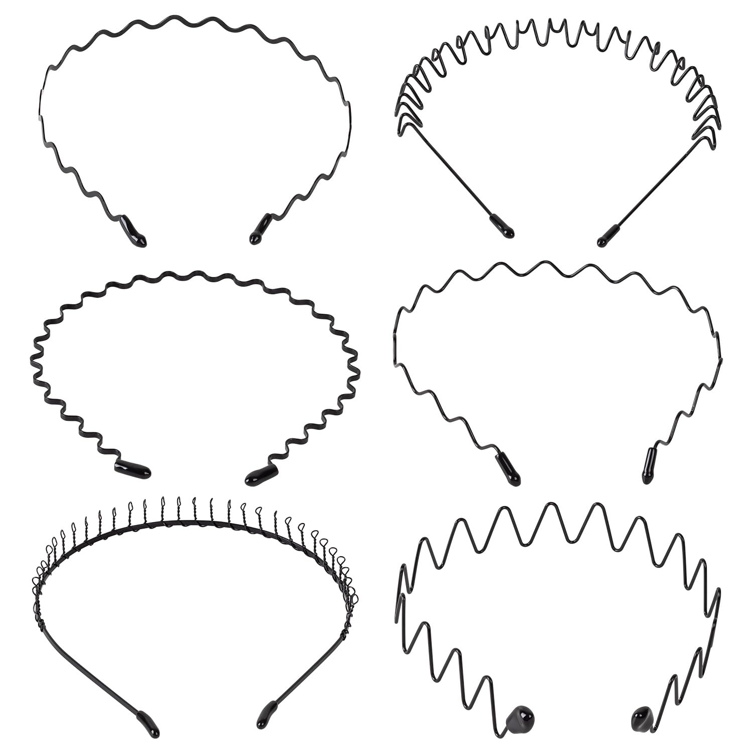 Lingfeng Yinuo 6-piece set of unisex metal headbands for men and women, outdoor anti slip headbands