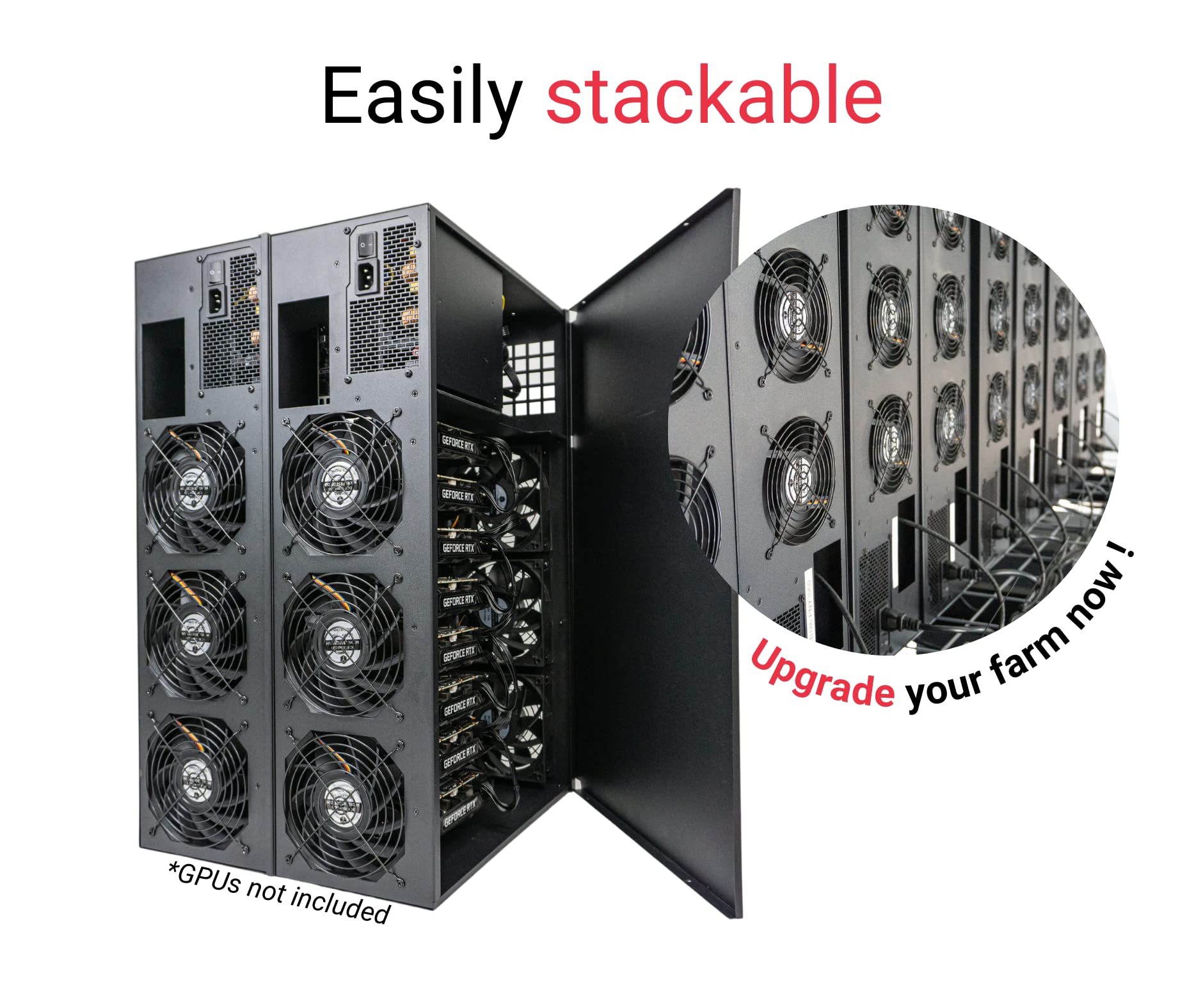 Mining Rig 8 GPU Ethereum Plug-and-Play Ready for Mining with Motherboard Onda CPU 64 Go SSD 4 G RAM 2000 W PSU Mining Case Crypto Miner Without GPU