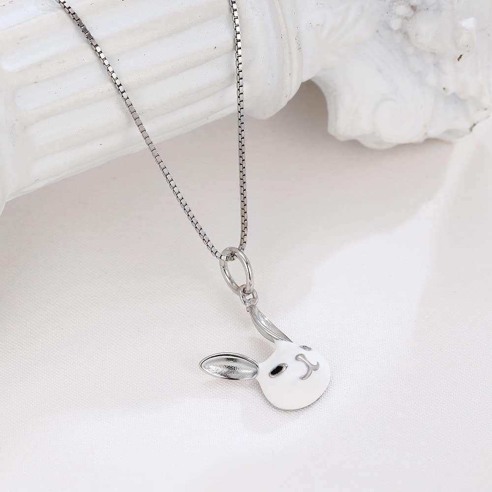 JXGXB Rabbit Necklace for Women Sterling Silver Easter Pendant Bunny Jewelry
