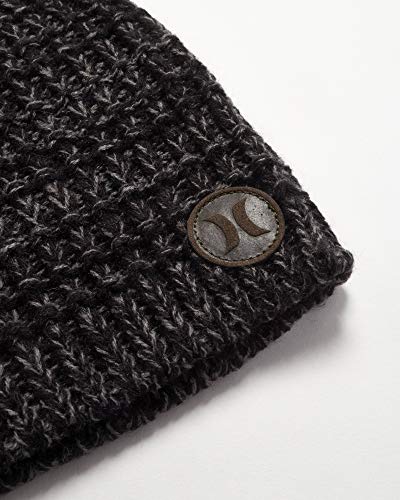 Hurley Men's Winter Hat - Loose Knit Marled Beanie, Black
