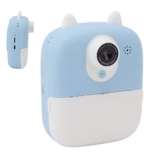 jerss Childrens Digital Camera 6 Filter Effects Face Recognition Auto Print Digital Camera 1080P ABS Home Silicone for Children (Blue)