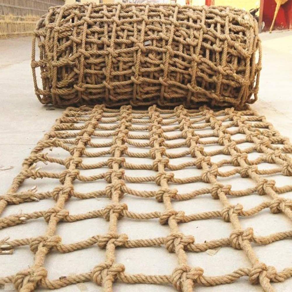 Hynet Rope Net for Treehouse, Plants Fence Hemp Rope Netting Children Swing Climbing Safety Net Balcony Railing Protective Net Playground Hammock Cargo Net (Size : 2 * 8m(7 * 26ft))
