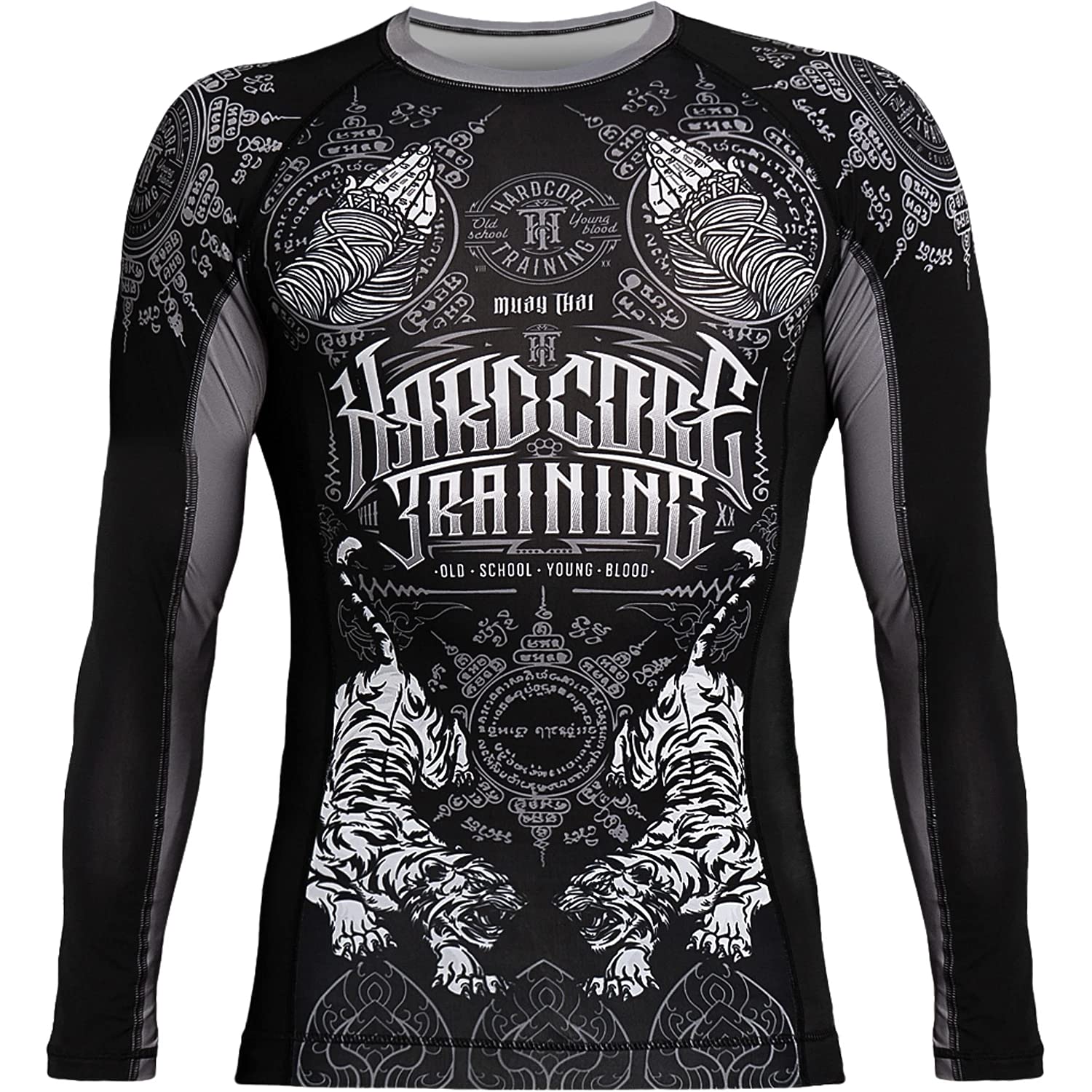 Hardcore Training Hammer Men's Rash Guard Compression Long Sleeve MMA No-Gi Tight BJJ Grappling Base Layer (as1, Alpha, xx_l, Regular, Green)