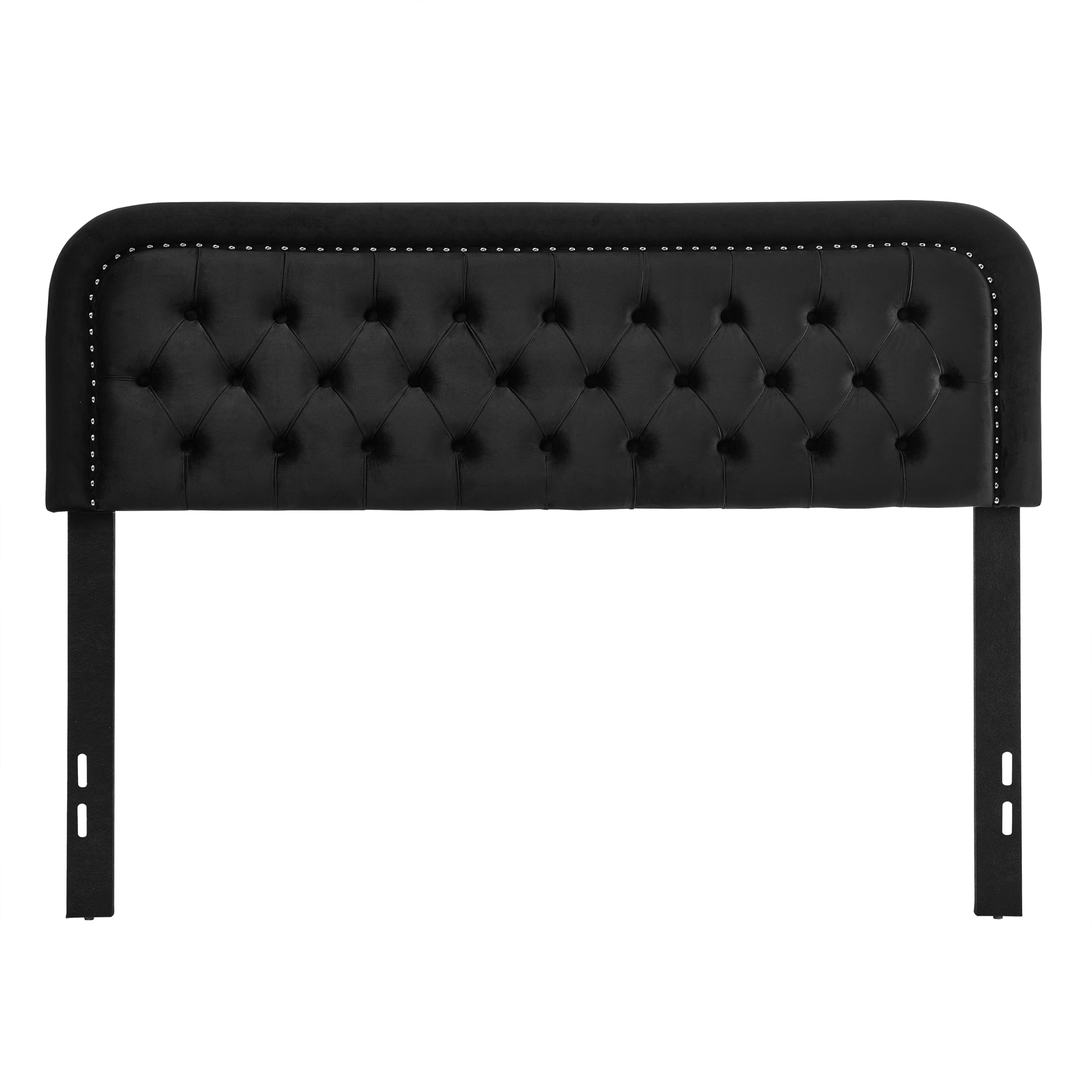 Niccae Velvet Soft Cushion Tufted Button Headboard, Modern Minimalist Rectangular Velvet Mattress Headboard, Filled with High-Density Sponge Cushion Backrest (F Black)