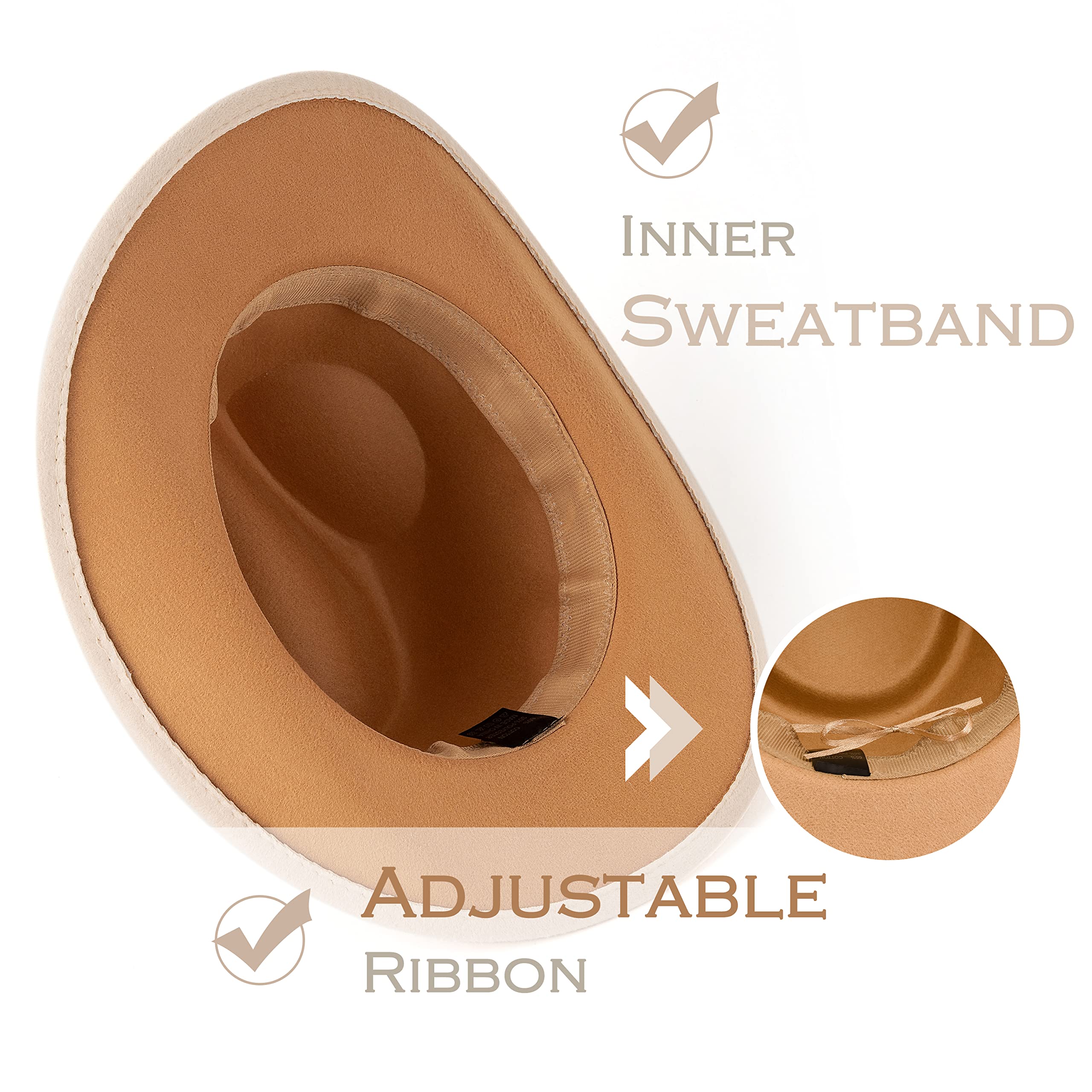 Lisianthus Men & Women Two Tone Western Cowboy Cowgirl Hats Coffee & Khaki
