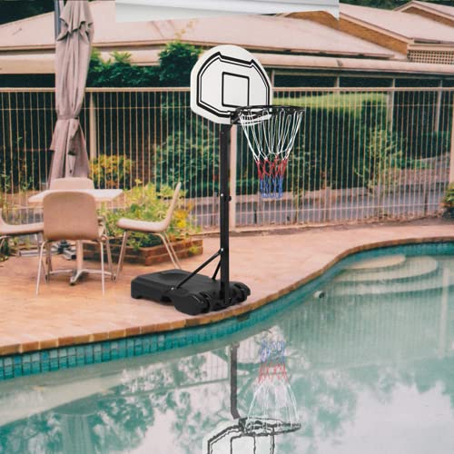 Ktaxon Poolside Basketball Hoop, Adjustable Height 3.7-4.4ft Swimming Pool Portable Basketball Hoop System with Fillable Base, 29" Backboard