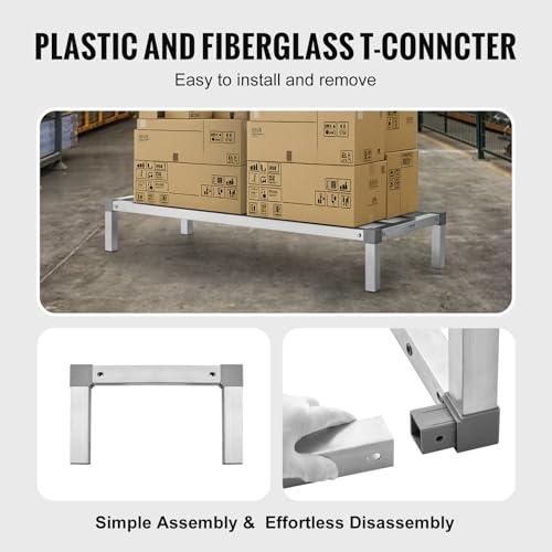 VEVOR Aluminum Dunnage Rack, 48” x 20” Commercial Food Floor Rack, 8” Off The Floor, 1000 lbs Capacity All-Welded Aluminum Storage Rack, for Storage in Restaurants, Kitchens, Garages and Vehicles