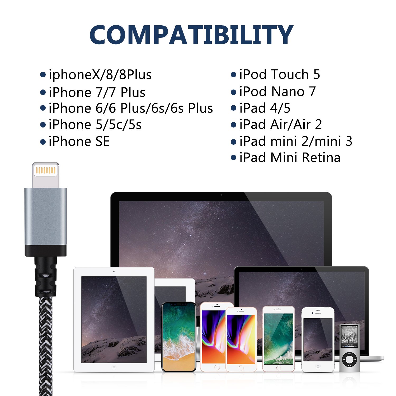 Lightning Cable, 3 Pack 6FT [Apple MFi Certified] Nylon Braided iPhone Charging Cable Compatible with iPhone 13/13Pro Max/13 Mini/12/12mini/12Pro/11/11Pro/X/Xs Max/XR/8
