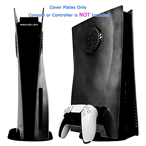 New for PS5 Custom Faceplate Cover Plates Plated Black with Multicolor LED Lights Replacement, Compatible with for PlayStation 5 Disc Edition Console, Extra Protective Shell + Cooling Windows