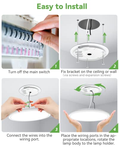 zemty 6Pack 12 Inch LED Flush Mount Ceiling Light, Super Slim 28W 3200lm LED Ceiling Light, 3 Color Temperature in One 3000k/4500k/6000K Round Light Fixture for Bedroom, Kitchen, Dining Room (White)