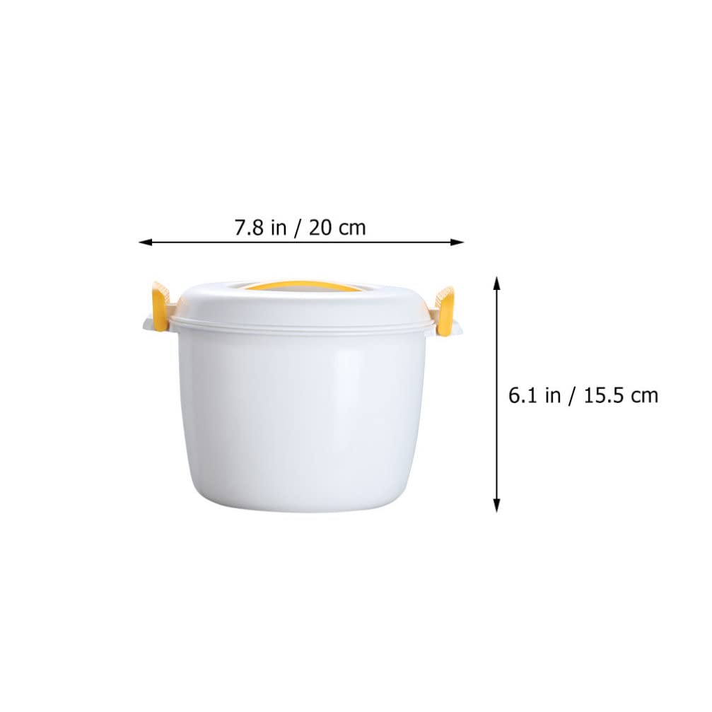 Microwave Rice Cooker Steamer Pasta Cooker Microwave Food Container Fish Vegetable Veggie Steamer Steaming Bowl for Cooking Yellow