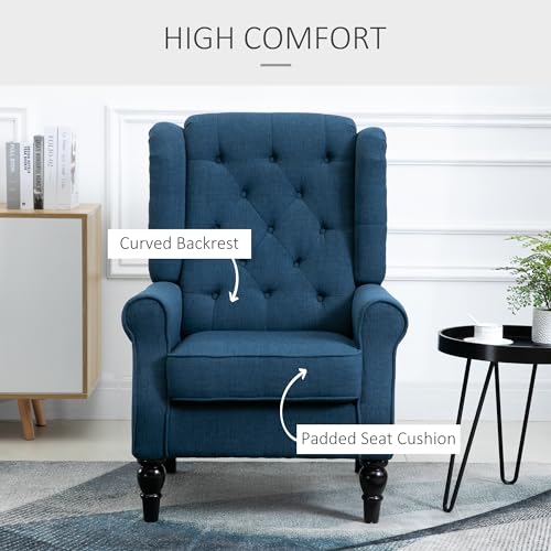 HOMCOM Button-Tufted Accent Chair with High Wingback, Rounded Cushioned Armrests and Thick Padded Seat, Cream White