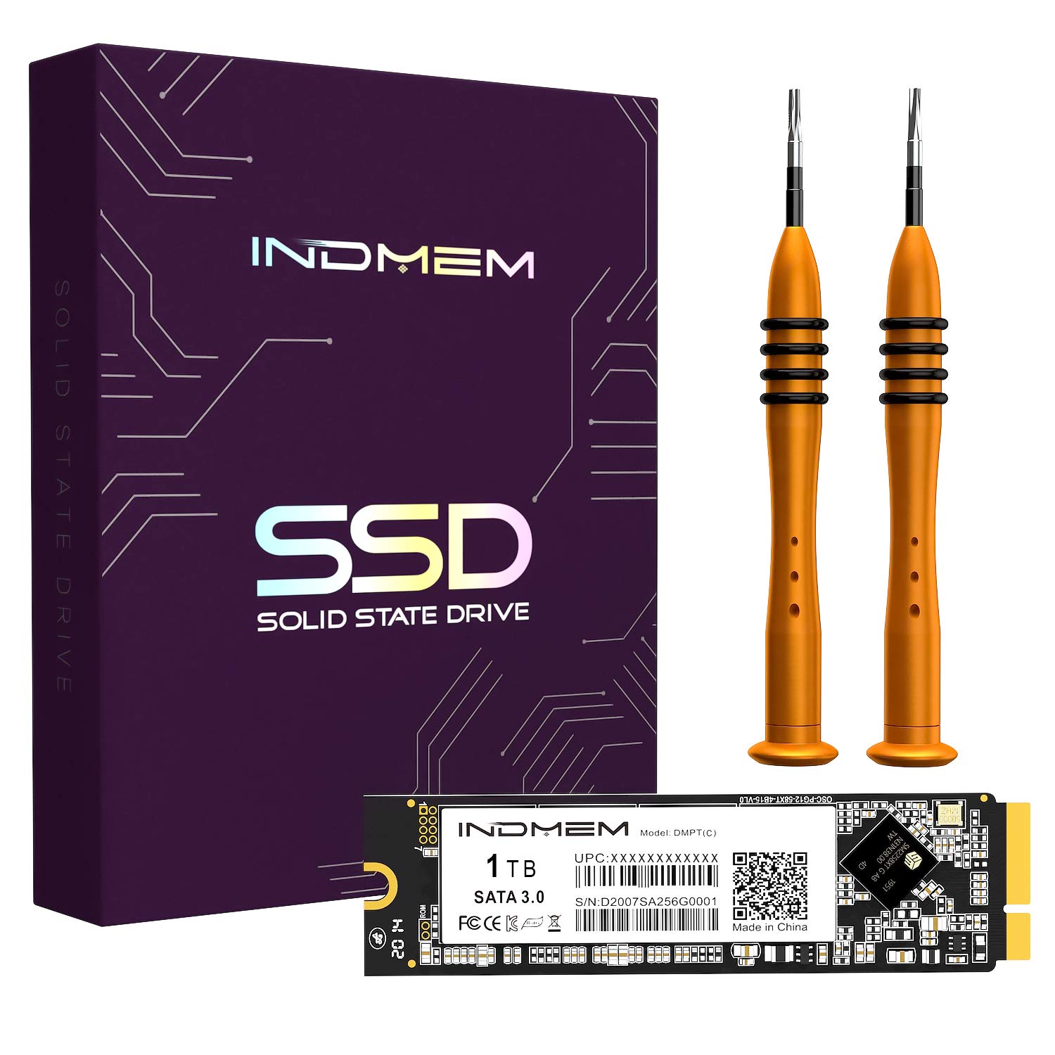 INDMEM SATA SSD 1TB 3D TLC Flash Hard Drive with Tools for MacBook Pro Retina Mid 2012, Late 2012, Early 2013 A1425 (EMC 2557/2672), A1398 (EMC 2512/2673)