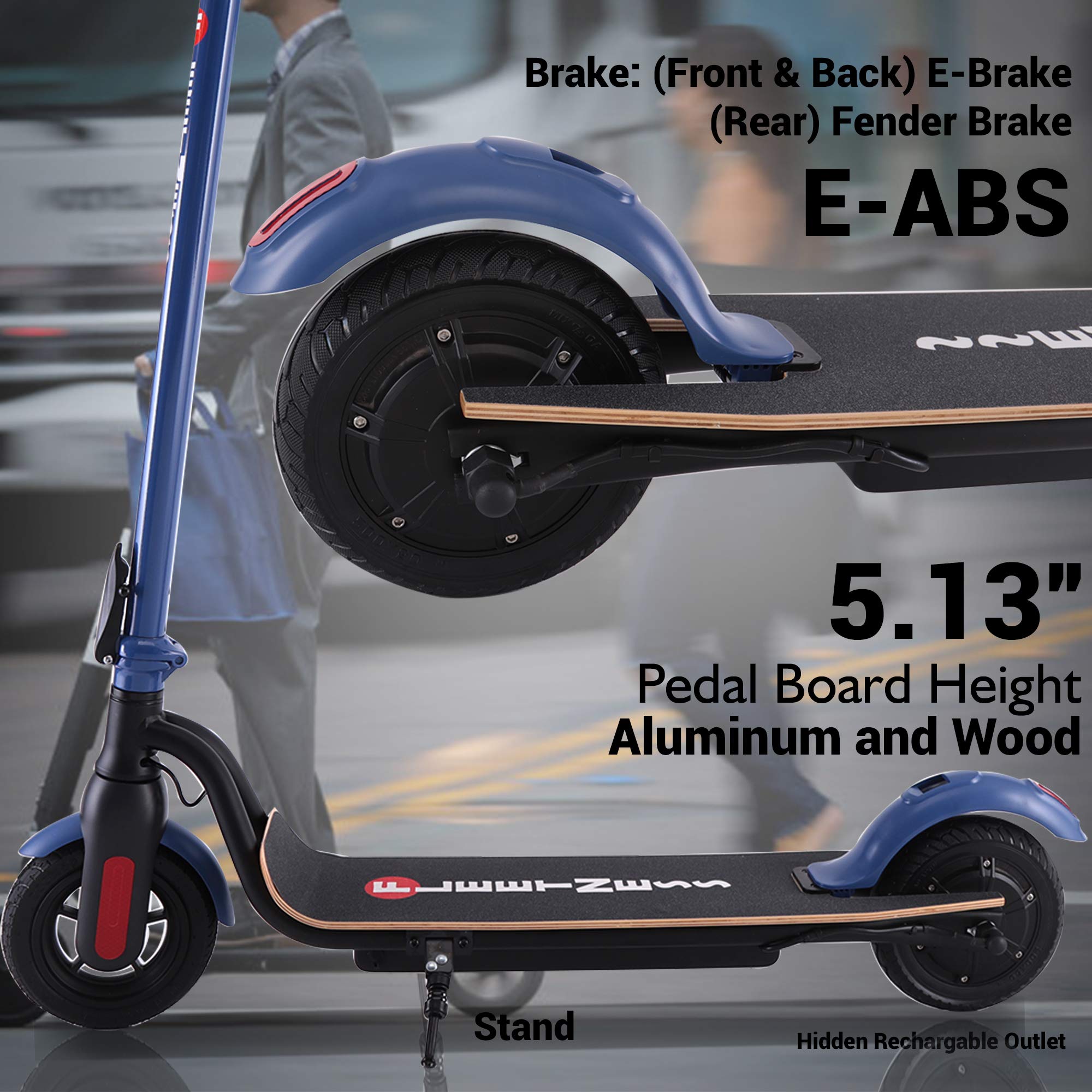 Hurtle Upgraded Portable Folding Electric Scooter - Foldable Commuter Scooter W/ 250w Motor, Inflatable Tire, LED Display, 3 Speed Up to 15.5mph, 15 Miles Range, Hand Brakes - for Adult & Kids S10