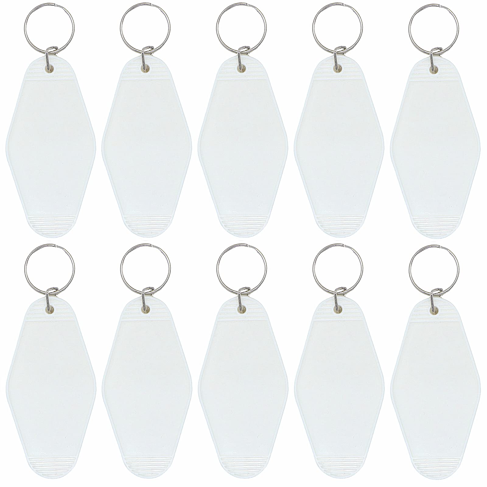 Nwsrayu 10pcs Blank Hotel Keychains Bulk Vintage Motel Keychain Vinyl HTV printing Keychains DIY Keychain tags Party Favors (White)