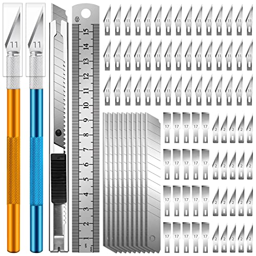 Jetmore 94 Pack Exacto Knife Craft Knife Kit, 2 Precision Exacto Knife Set, 80PCS #2/#11/#17 Hobby Knife Blades with Storage Case, Exacto Knife for DIY, Art Work, Cutting, Carving