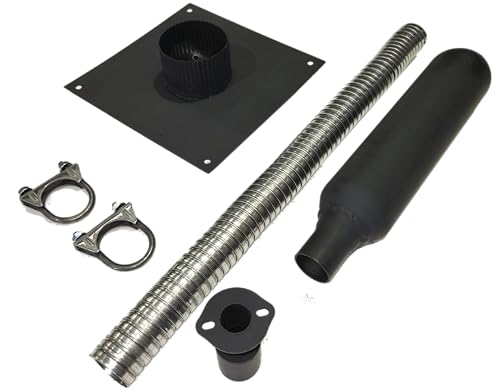 Generator Exhaust Extension Silencer Kit with Insulated Through-Wall Mounting Plate