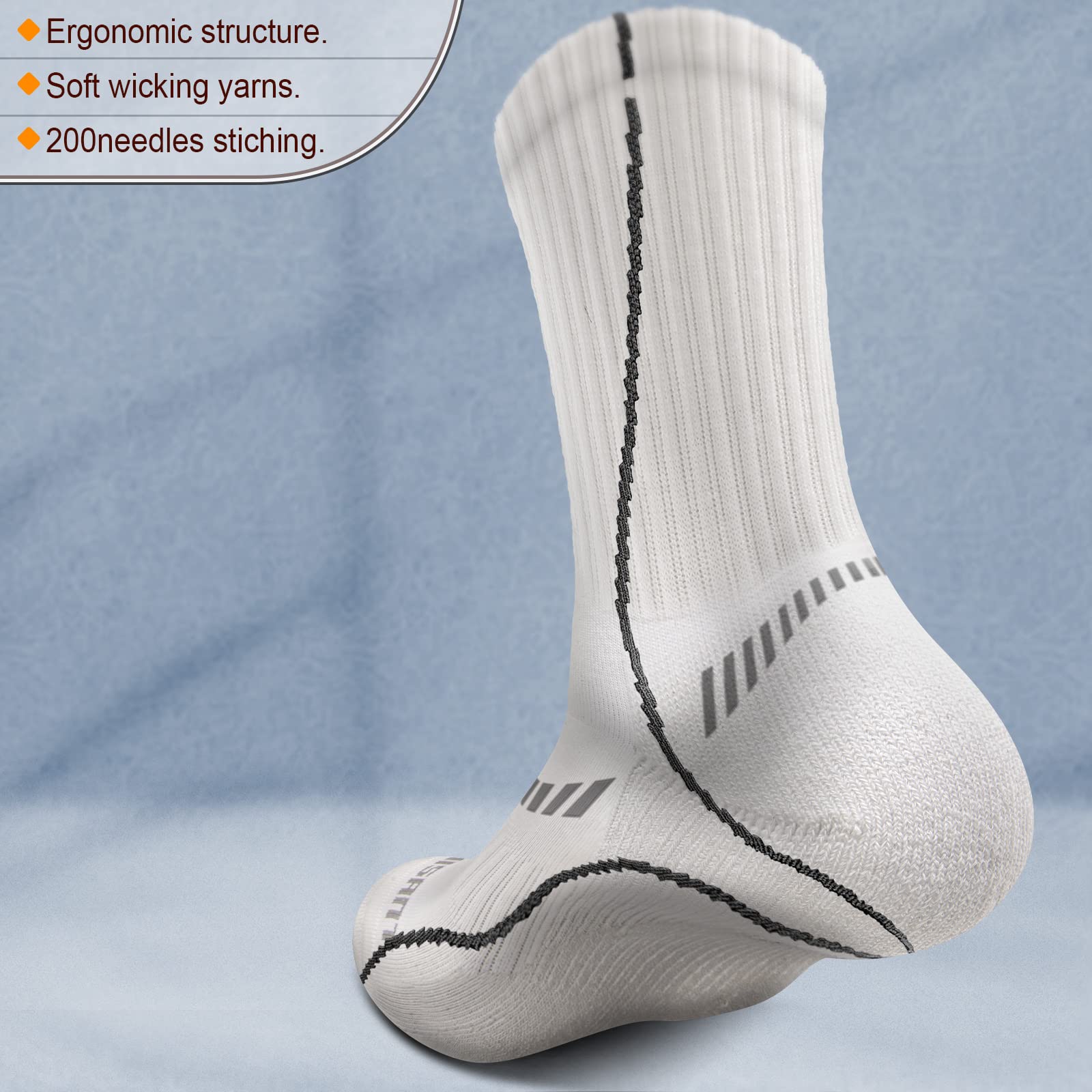 KEMISANT Men Compression Socks 3/6 Pairs, Athletic Socks Cushioned Sole for Men Running Walking,Arch Support
