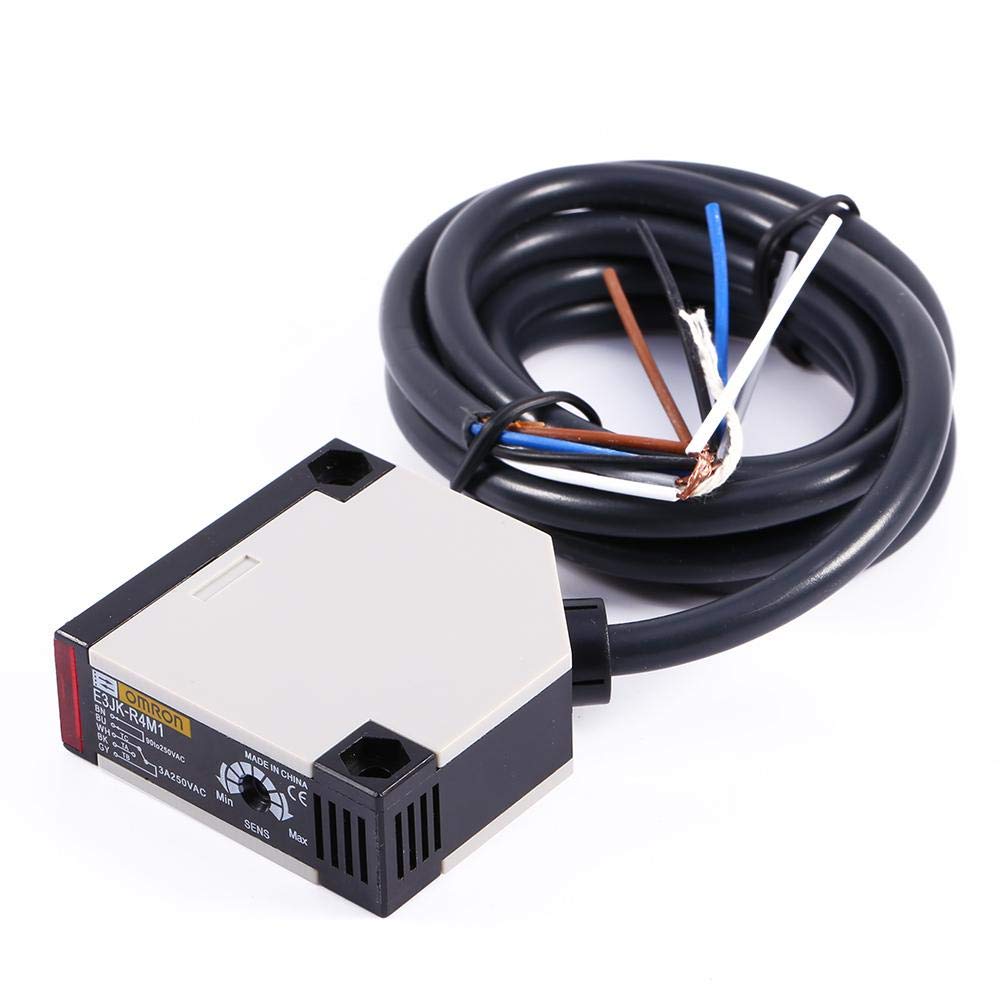 Indoor Outdoor Wall Mounted Photoelectric Sensor Switch AC 90-250V 3A E3JK-R4M1 Retroreflective Photoelectric Beam Sensor Proximity Switch Sensor