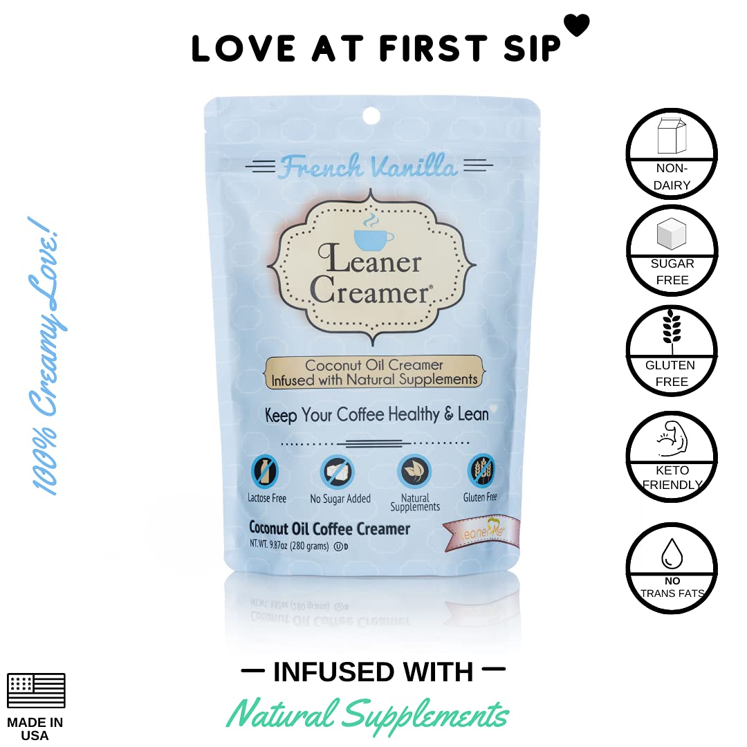 Leaner Creamer Coconut Oil Coffee Creamer French Vanilla 9 87 oz 280 g