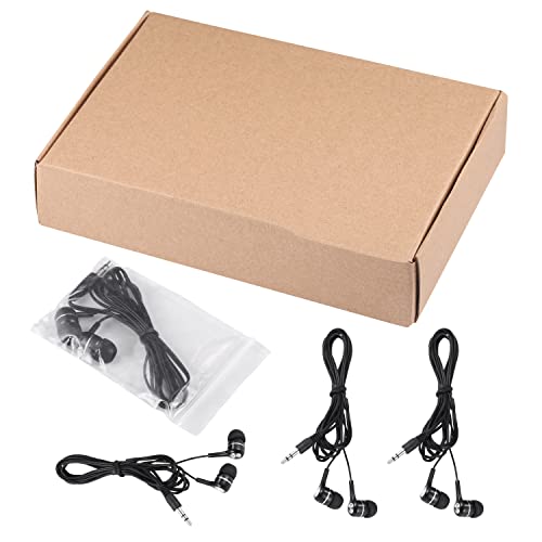 Yoley Bulk Earbuds Headphones 100 Pack, Wholesale Disposable Ear Buds Bulk Earphones for Classroom,School,Kids,Libraries,Museums (Black)