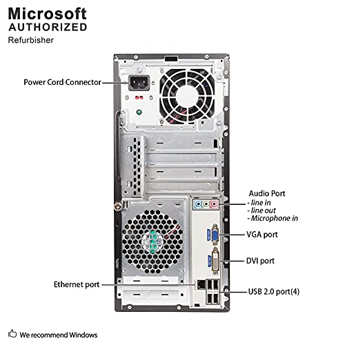 HP Pro 3500 Micro Tower Business Computer PC, Intel Core Quad i5 3470 up to 3.6 GHz, 4 GB DDR3, 500 GB, WiFi, BT, VGA, DVI, Windows 10 64 Bit-Multi-Language Supports English/Spanish/French(Renewed)