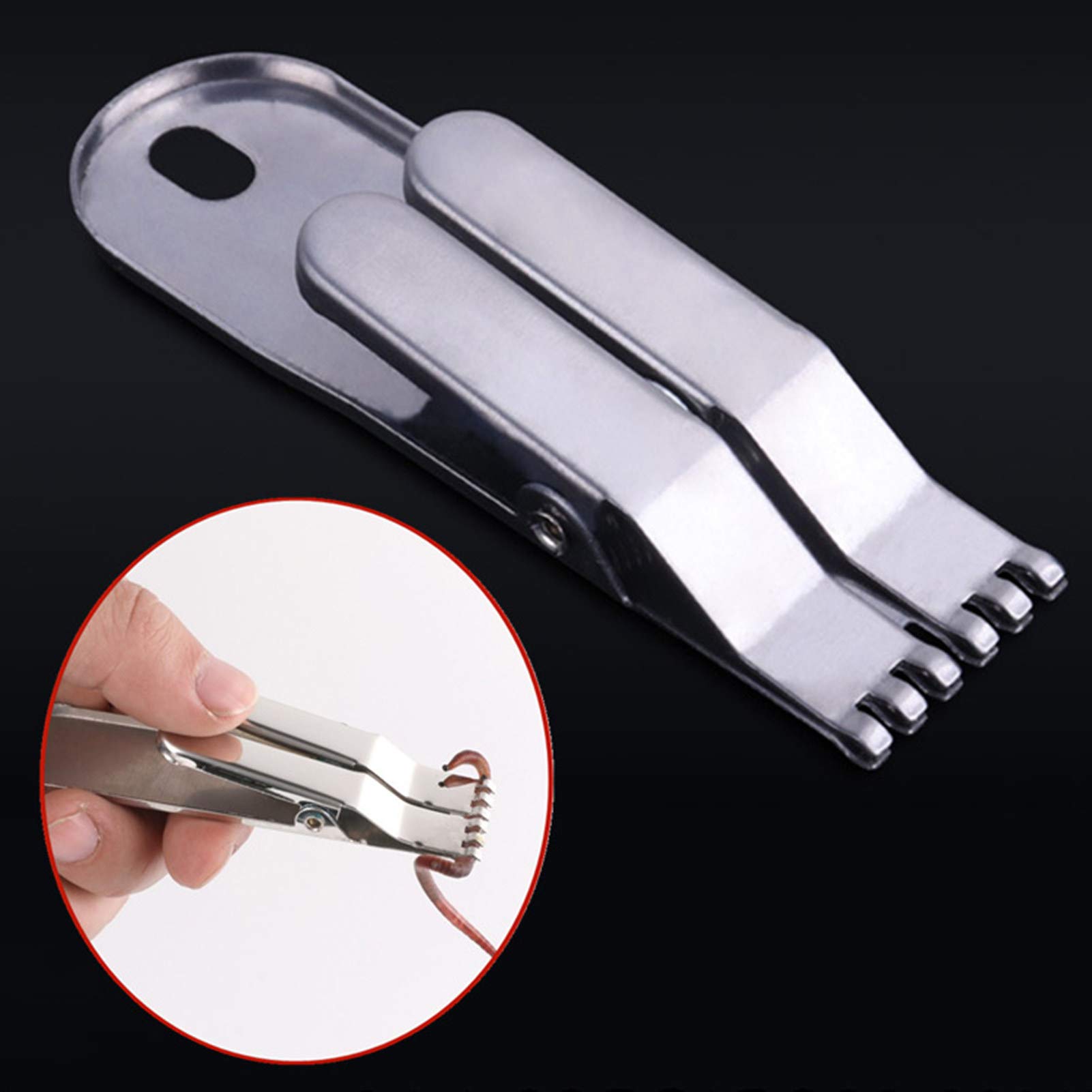 Hook Clip, Stainless Steel Earthworm Bloodworm Bait Hook Clip Clamp Fishing Tackle Tool - Stainless Steel