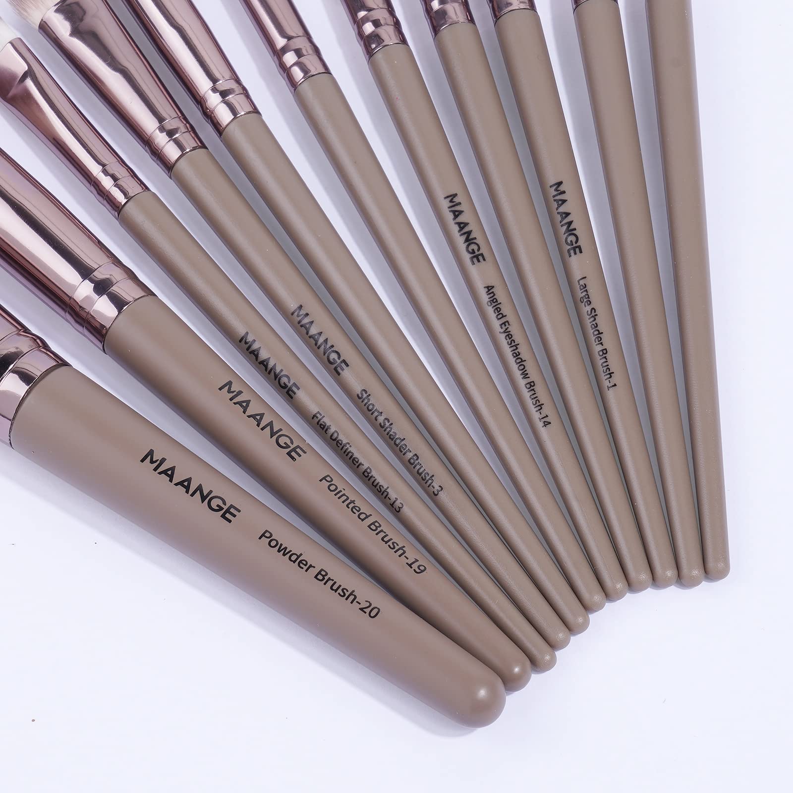 Makeup Brushes 20 Pcs Makeup Brush Set, MAANGE Premium Synthetic Powder Concealers Eye Shadows Eyeliner Make Up Brushes (Champagne)