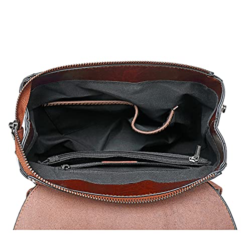 Iswee Vintage Waxy Leather Ladies Backpack Purses for Women Backpack Style Anti-theft Casual Daypack Shoulder Bag Fashion Bag (Coffee)
