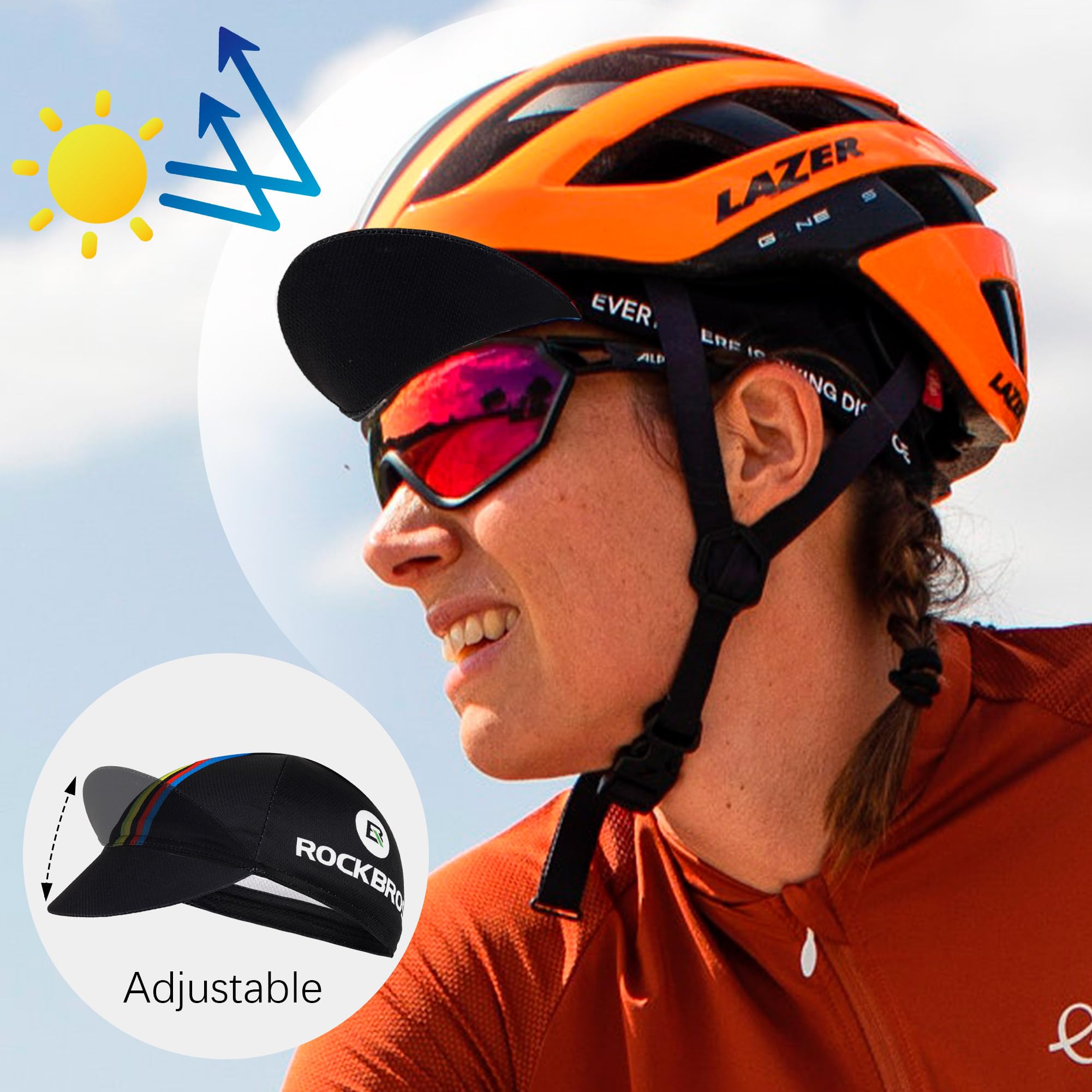 Hysenm 2 Pack Cycling Cap Helmet Liner Skull Cap for Men, Bike Hat Cycling Cap for Men Under Helmet Motorcycle Bicycle Caps Sweat Caps