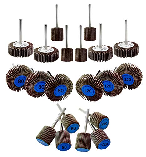 LINE10 Tools Mini Flap Sanding Wheel Rotary Tool Accessories Kit, 1/8-inch Shank, Pack of 20