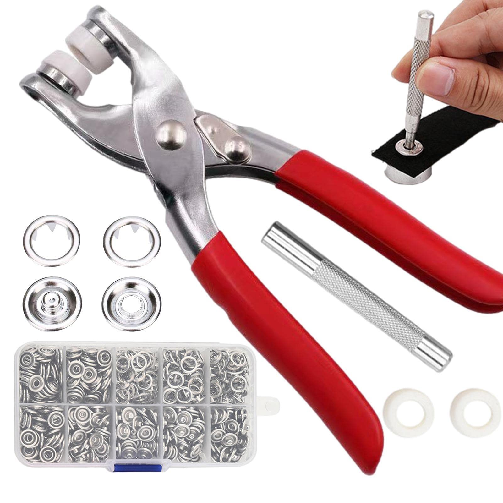 Hand Press PliersSnap, Hand Press Pliers, Heavy Duty Snap Fastener Tool for Boat Cover, Canvas, Sewing, Traps, Fastener Tool, Hand Hole Puncher, Handle Hole Punch, Soft Grip Snap Button Tool with