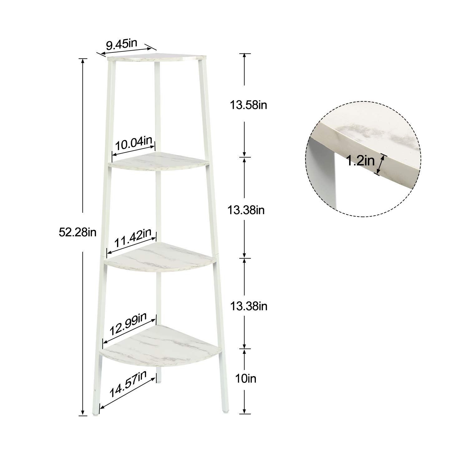 HOME BI 5 Tier Bookshelf Wooden Bookcase, Multifunctional S-Shaped Freestanding Display Shelf Storage Shelving, Modern 5-Tier Wood Cube Book Shelf Organizer with Metal Frame (White, 4 -Tier)