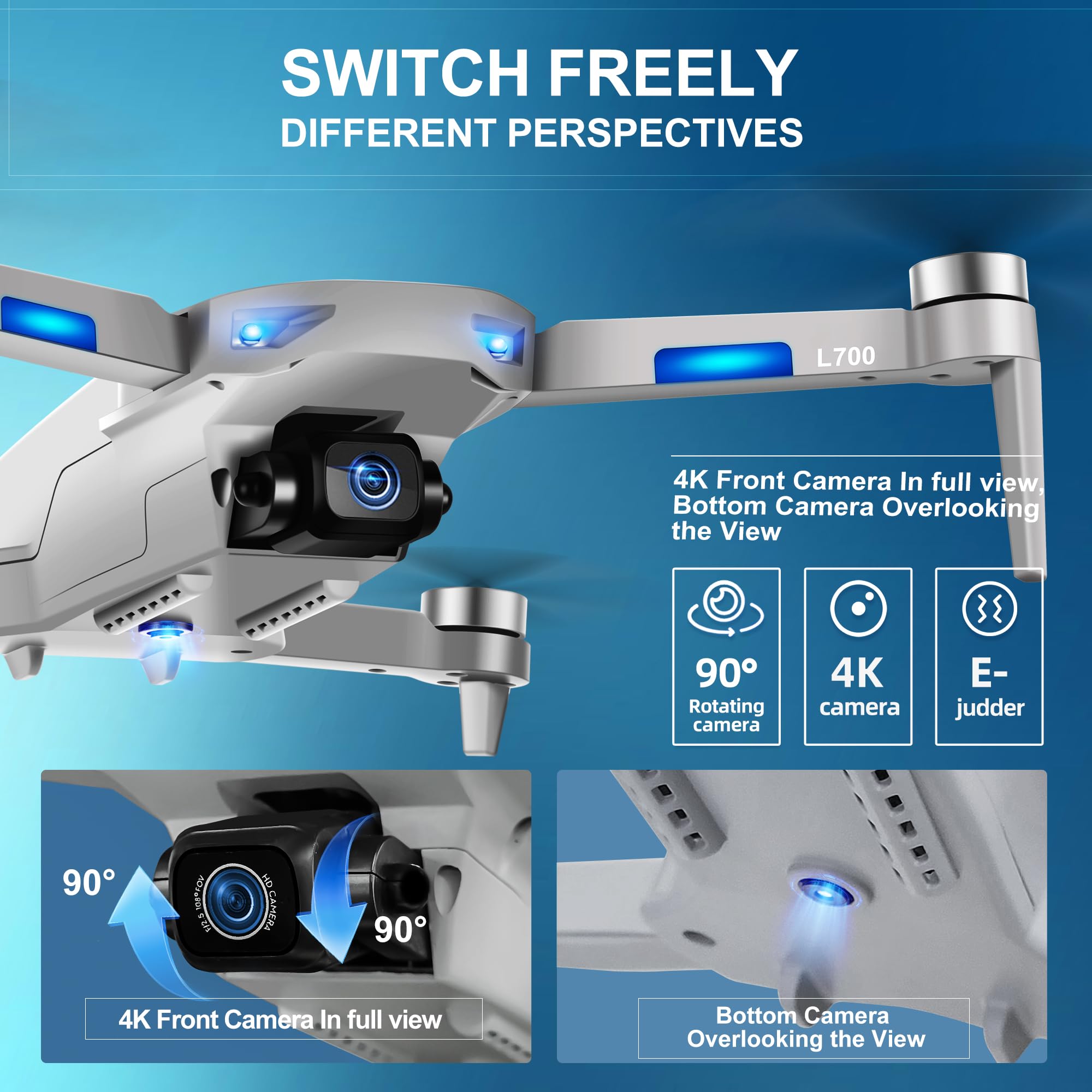 HHD Drones with Camera for Adults 4K: Designed for Beginners, Ultra-Stable Flight, Dual Batteries, Easy-to-Use GPS, Real-Time Transmission, and 2 Sets of Replacement Blades