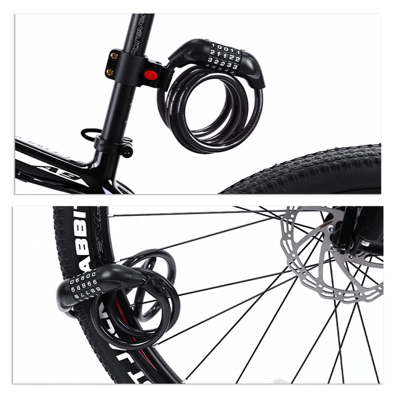 LIBOOI Bicycle Combination Lock, Bike Locks Heavy Duty Anti Theft Combination Cable Locks with Mounting Bracket