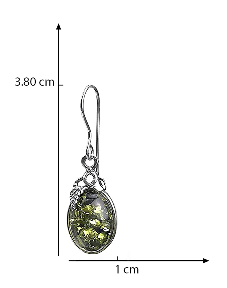 Ian and Valeri Co Green Amber Sterling Silver Grape Leaves Dangle Earrings
