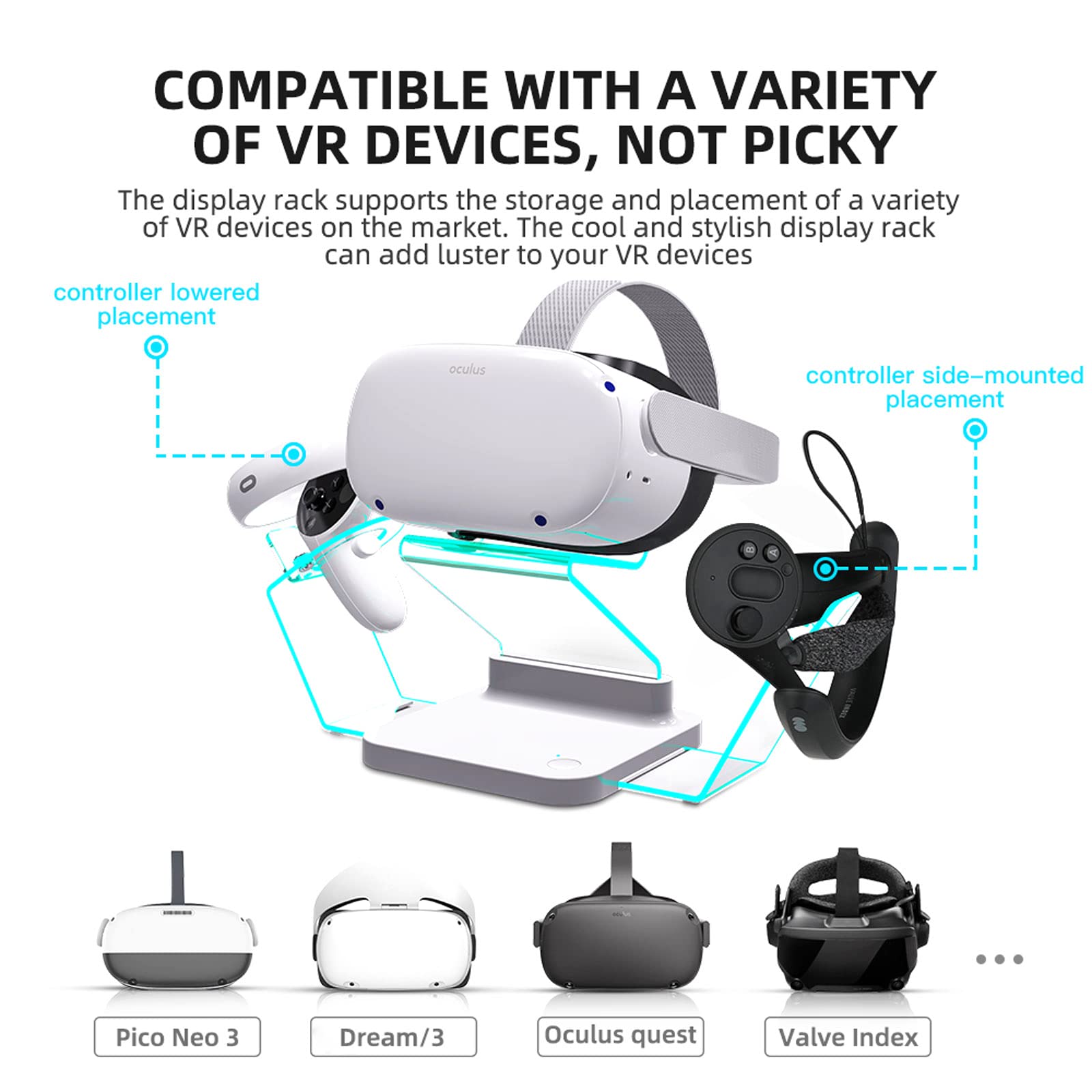 iTechjoy 2022 Upgraded VR Charging Stand Station for Oculus Quest 2 Charging Dock, Magnetic Cable Controller & Headrest Display Charger with 2 Rechargeable Batteries, Battery Cover, and USB-C Charger