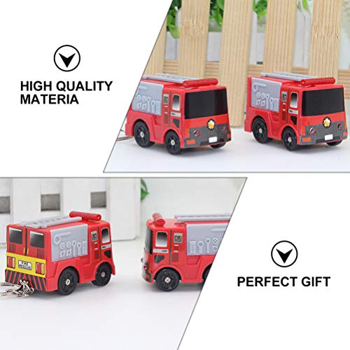 KESYOO 1 Set 2 Pcs Fire Truck Keychain Fire Engine LED Keyring Handbag Hanging Keychain for Kids Fireman Birthday Party Favor (Red)