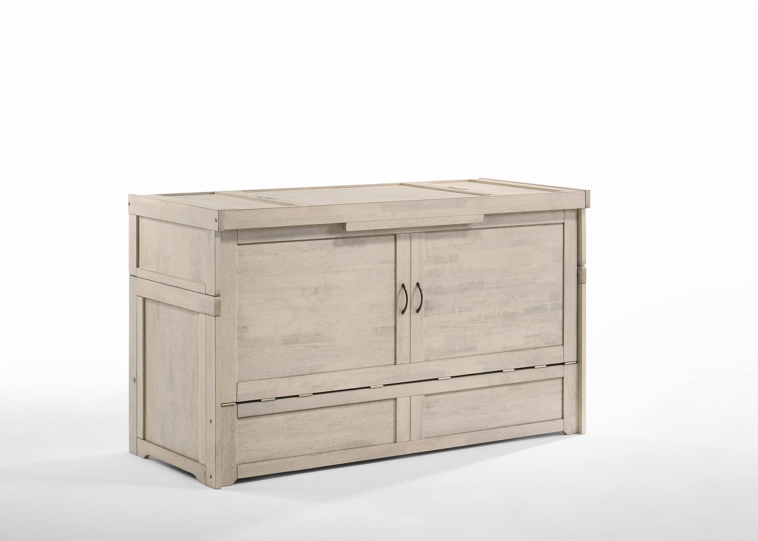 Night & Day Furniture Murphy Cube Cabinet Bed (Vintage White w/Ranchero Hardware, Queen Pre-Assembled)
