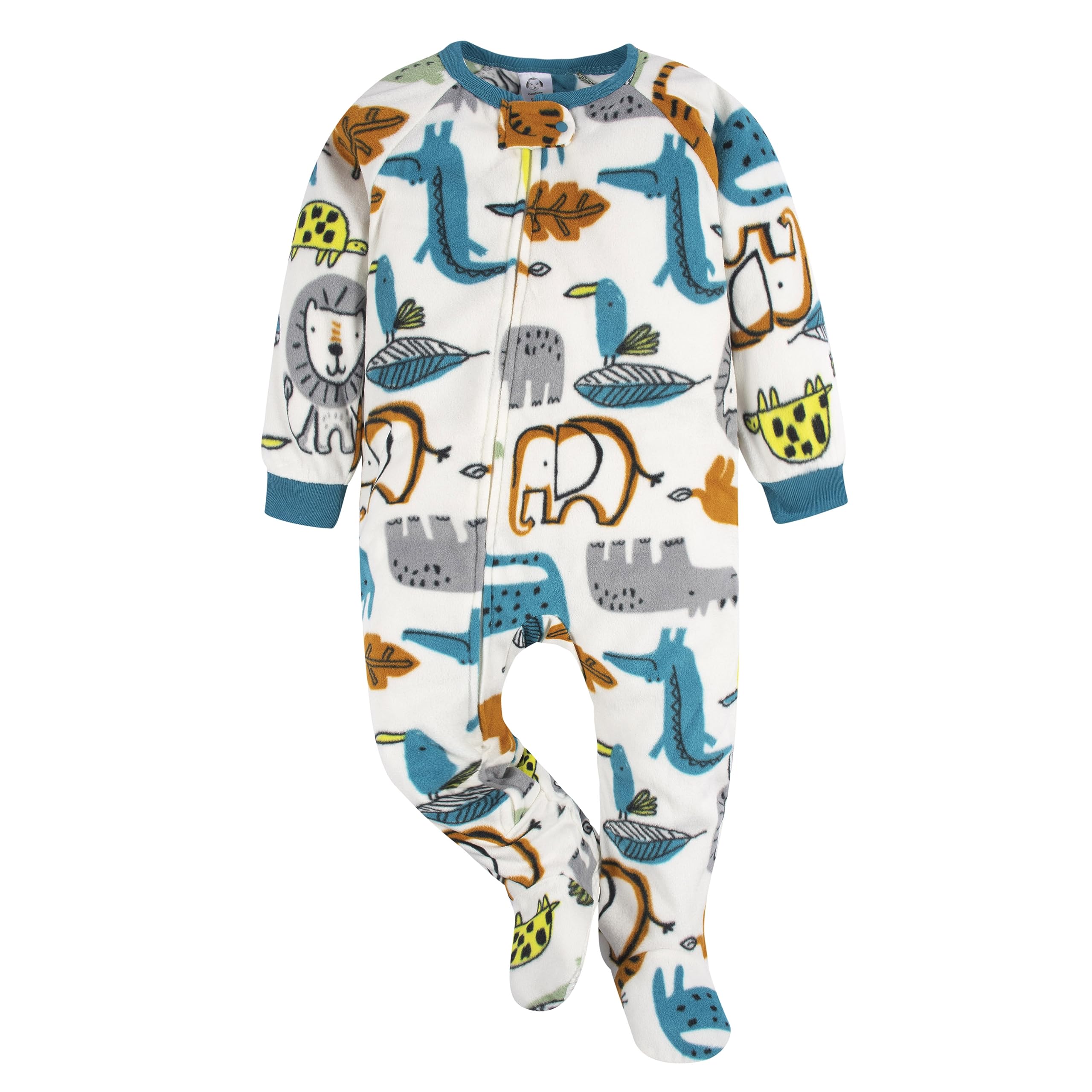 Gerber Baby Boys' Toddler Loose Fit Flame Resistant Fleece Footed Pajamas 2-Pack, Brown Lion, 0-3 Months