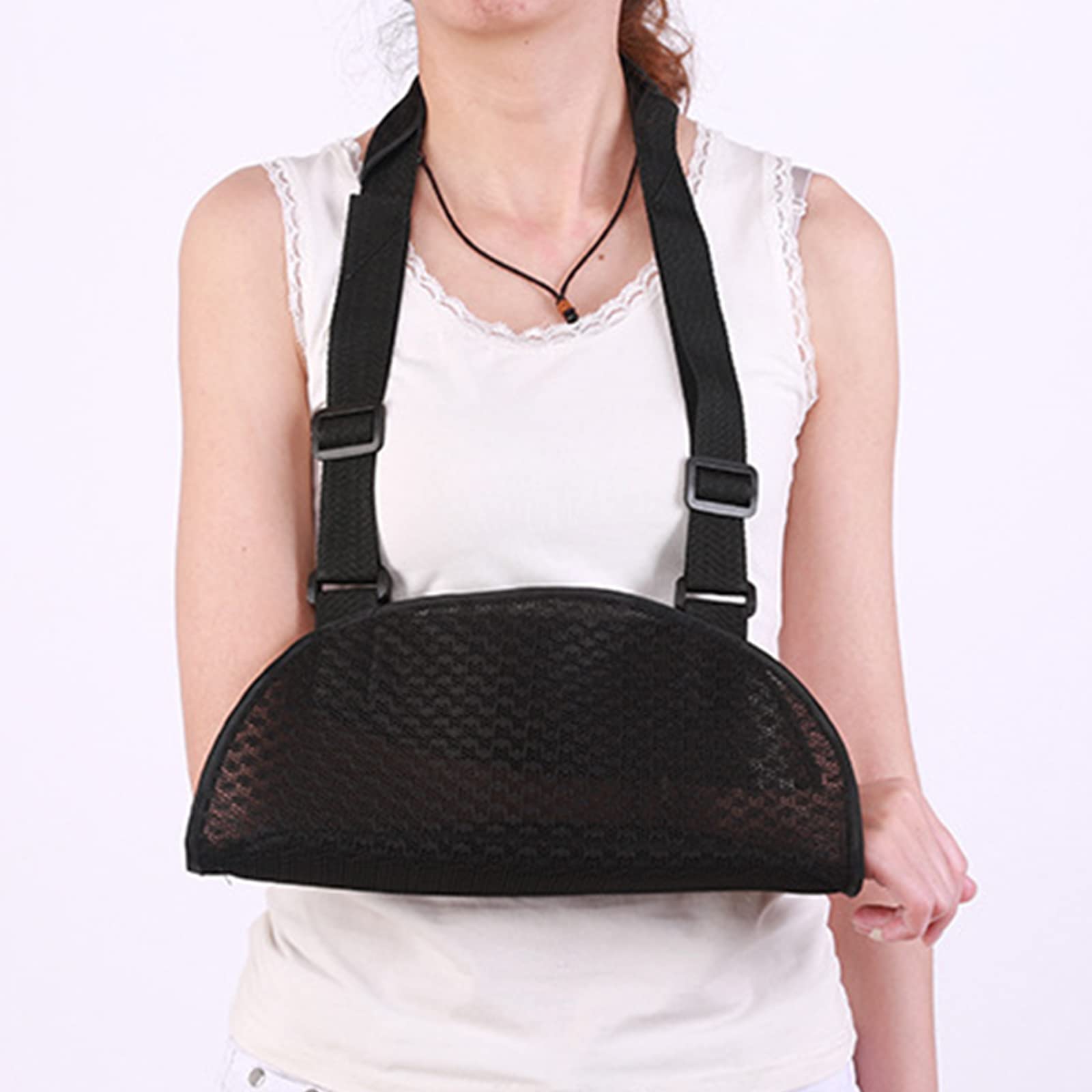 LJYLJH Adjustable Mesh Shoulder Sling - Arm Brace for Torn Rotator Cuff Injury - Right/Left Support for Men and Women - Stabilizer for Elbow, Wrist Injuries,Black