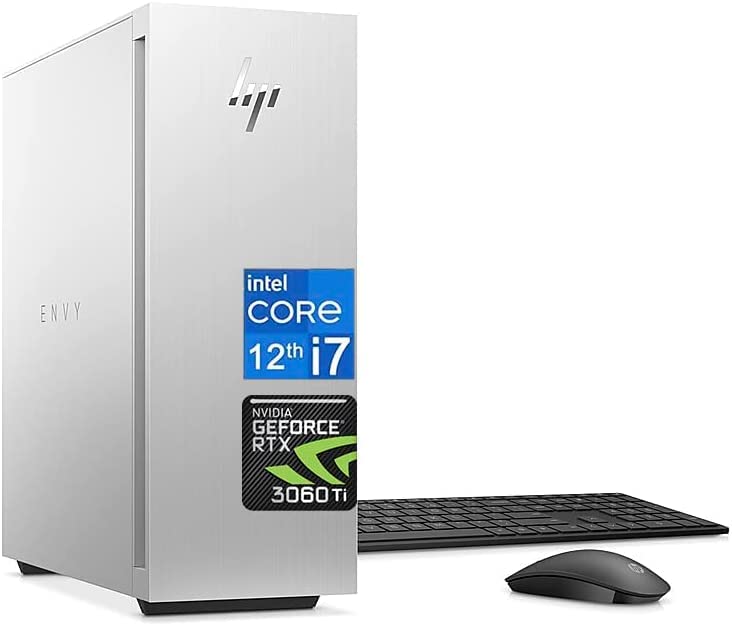 HP 2023 Newest Envy Desktop PC, 12th Gen Intel Core i7-12700 Processor(12-Core, 3.9GHz), NVIDIA GeForce RTX 3060 Ti Graphics, 32GB, 1TB SSD, 1TB HDD, Wi-Fi 6, Windows 11 Home, Bundle with JAWFOAL