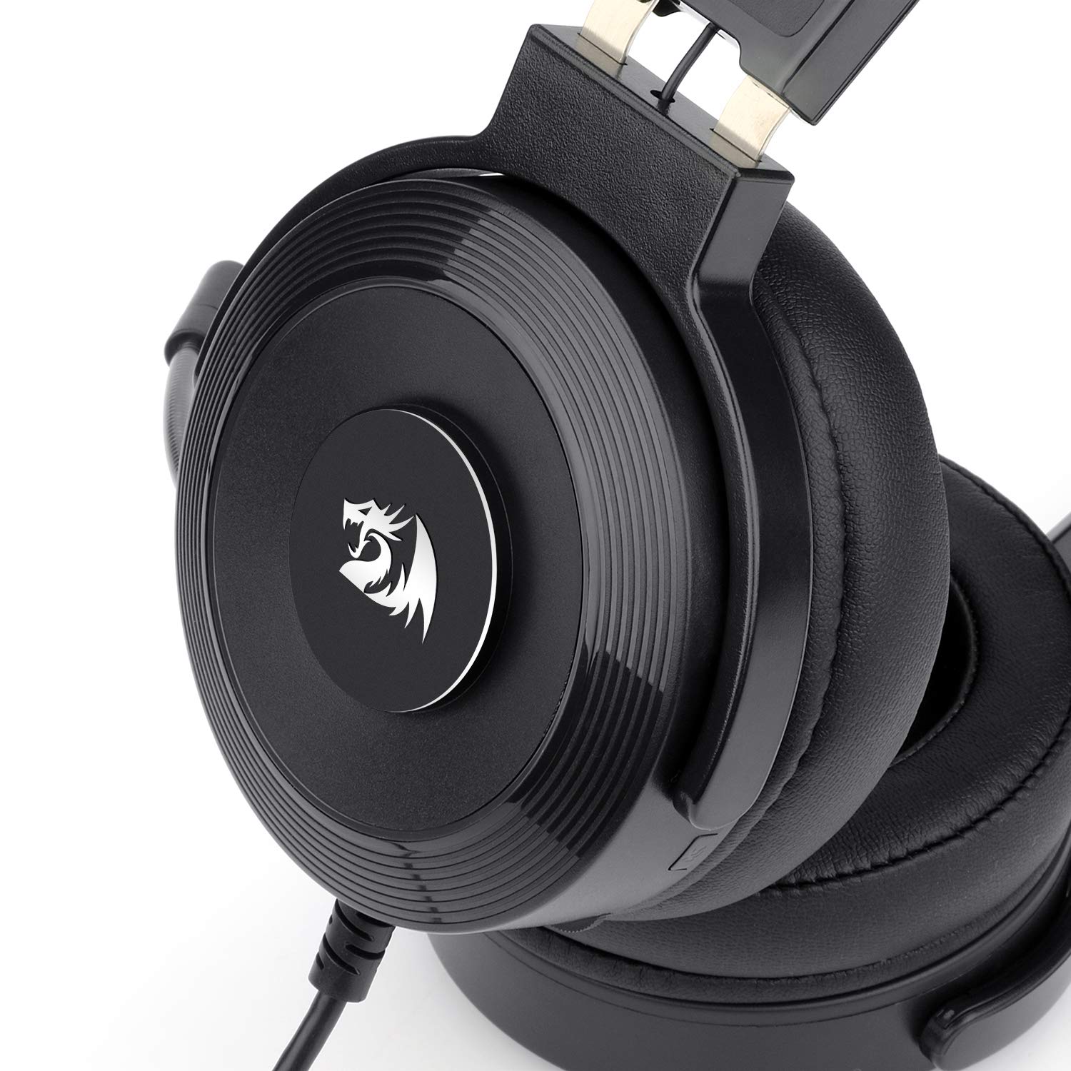 HUO JI Lamia Gaming Headset with 7.1 Surround Sound, Volume Control, Noise Cancelling, RGB Light, Stand, Over Ear Wired Headphone, with Mic for PC, PS4, Black