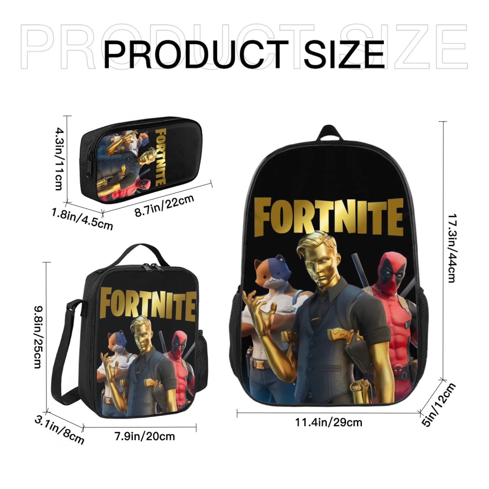 HQEWNLI 3 Pcs Backpack Lightweight School Backpacks Laptop Daypack with Lunch Bag Pencil Bag for Boys Girl Gifts Style5