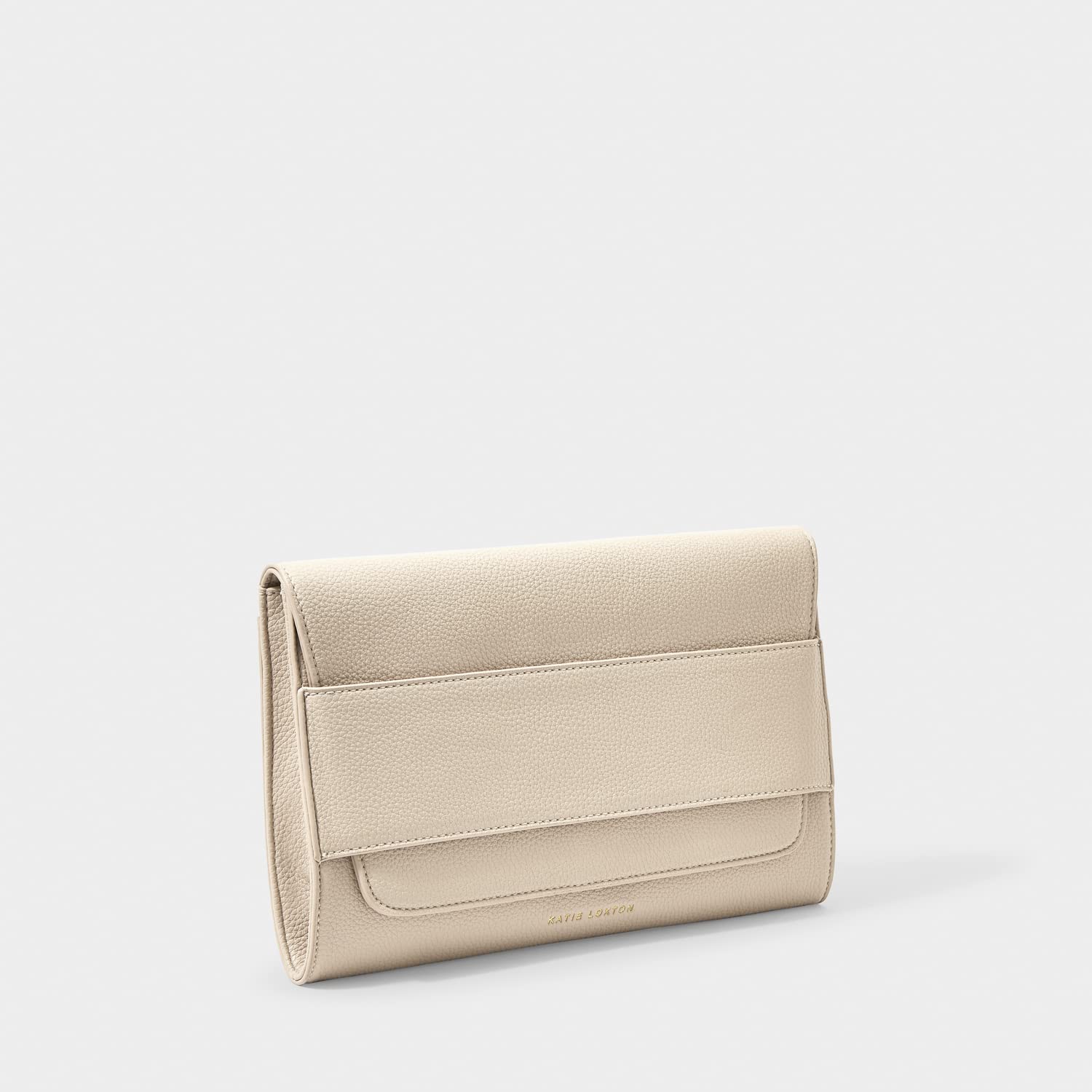 KATIE LOXTON Lila Envelope Closure Medium Womens Vegan Leather Clutch Purse Handbag Taupe